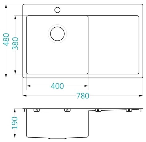 ALVEUS 1124384 - Kuchyňský dřez QUARTO 78x48 cm satin