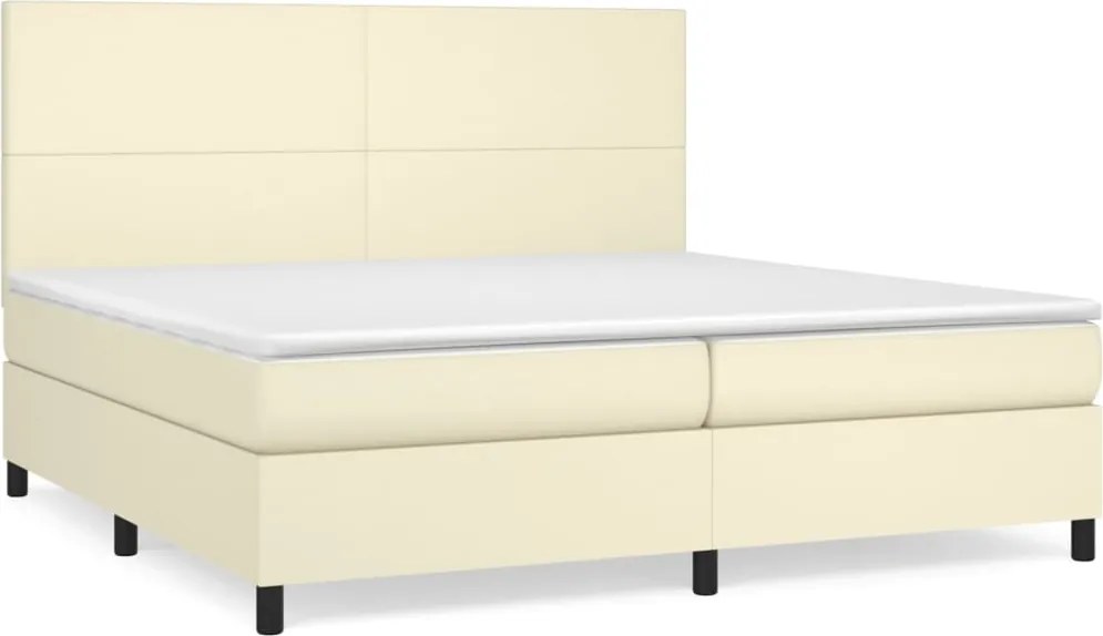 Box spring postel s matrací krémová 200x200 cm umělá kůže 3142745