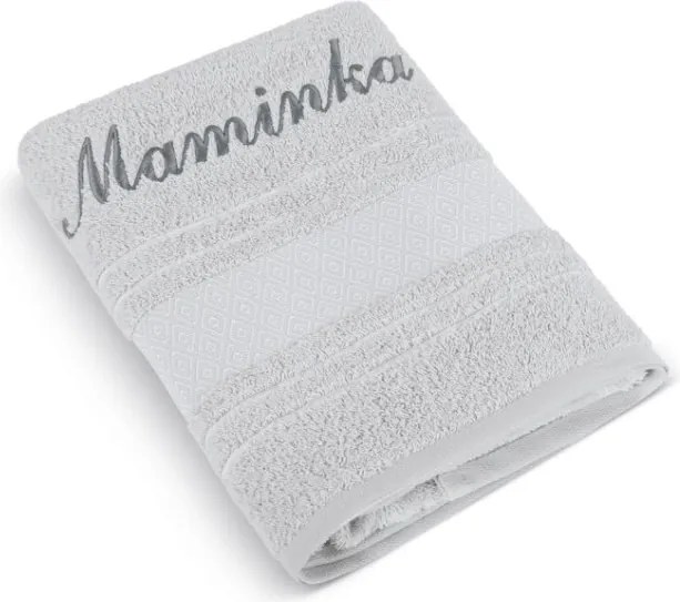 Bellatex Froté ručník mozaika se jménem MAMINKA 50x100 cm světlá šedá