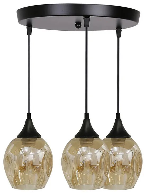 Černo-hnědý závěsný lustr Aspa pro žárovku 3x E27 s kulatou základnou  - Candellux