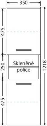 Intedoor střední skříň, 2 dveře,otevřená police, UNI SS 122/35 2D OP L/P Varianta: A4546 Oriental Black MAT