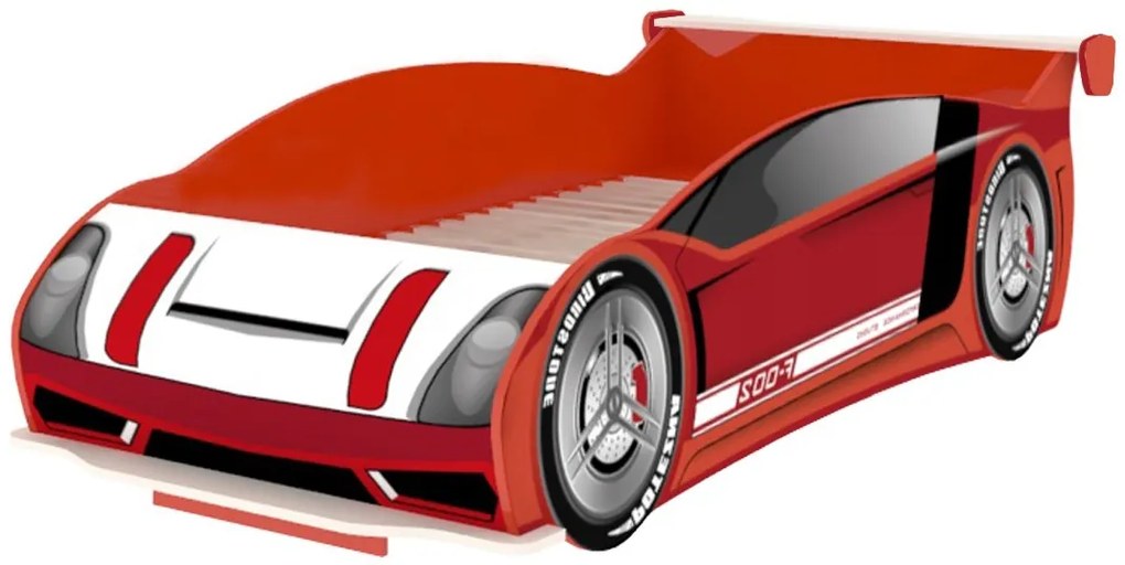 Dětská postel auto Racer 90x200cm - červená