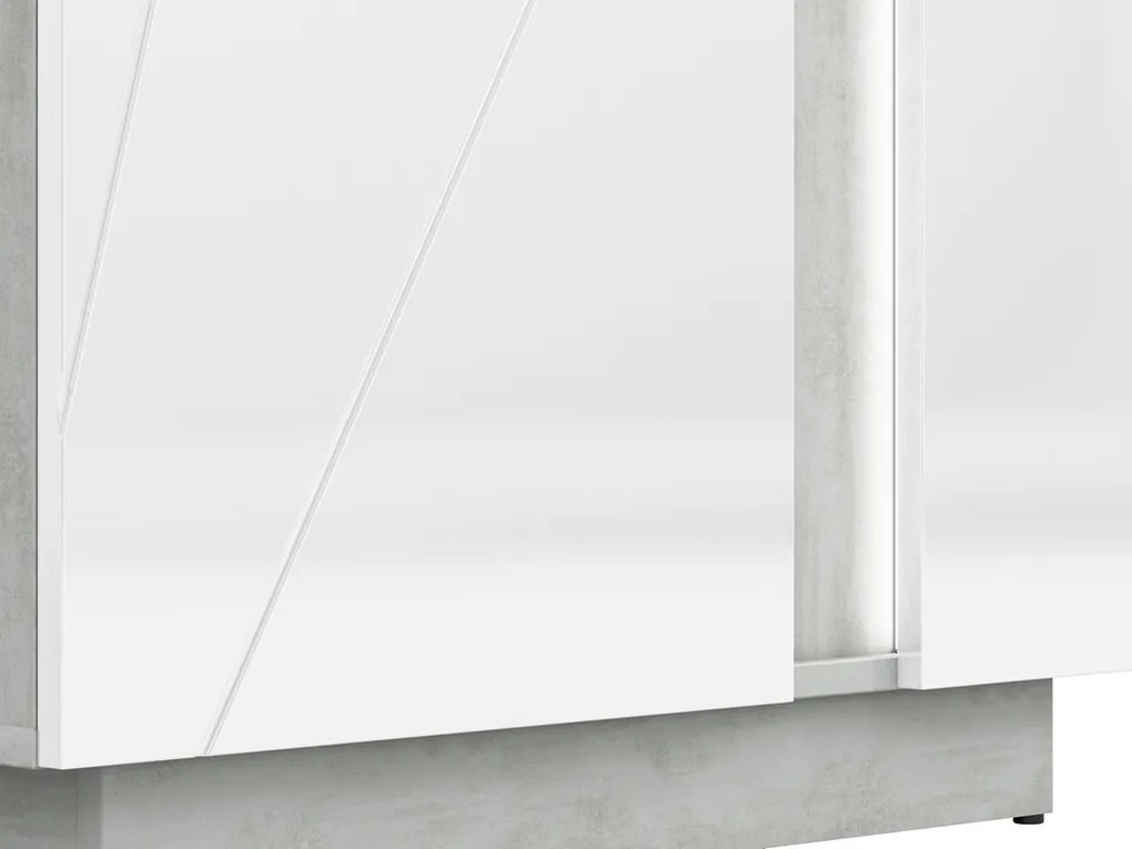 Casarredo Vitrína levá RUBENS beton šedý/bílá lesk