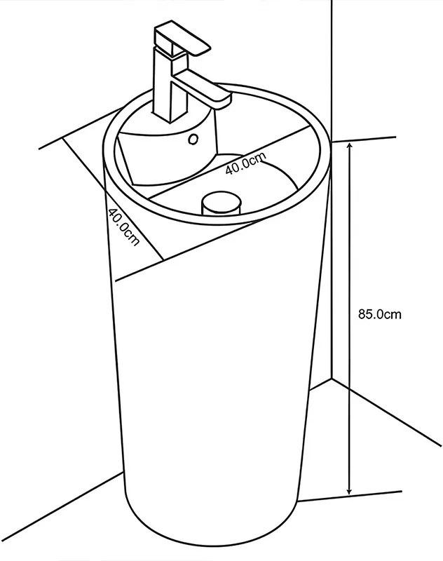 BPS-koupelny Volně stojící keramické umyvadlo HYD-LO-MTB-400 ø40 cm, černá matná