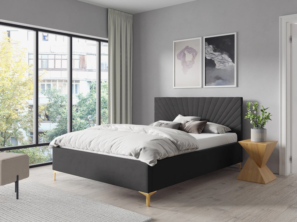 Eka Čalouněná postel AFRODITE+ 120x200 cm Barva látky Trinity: Černá (Trinity 2316), Úložný prostor: Bez úložného prostoru