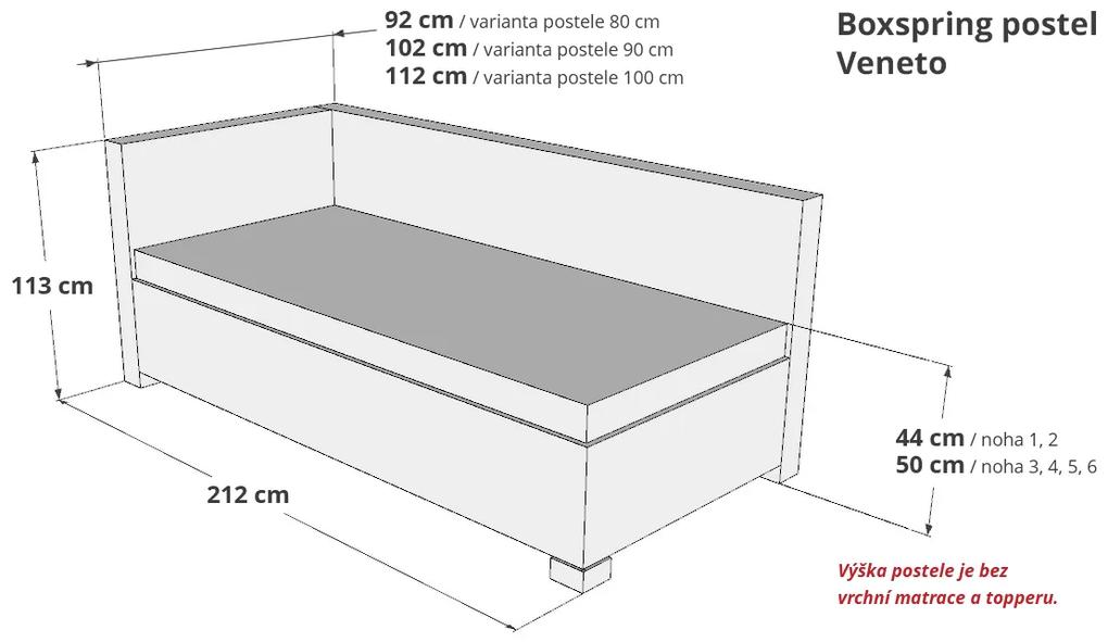 NEW DESIGN postele Rohová postel boxspring VENETO s úložným prostorem a čely, 80×200 cm Velikost postele: 80 × 200 cm, Strana: Levá