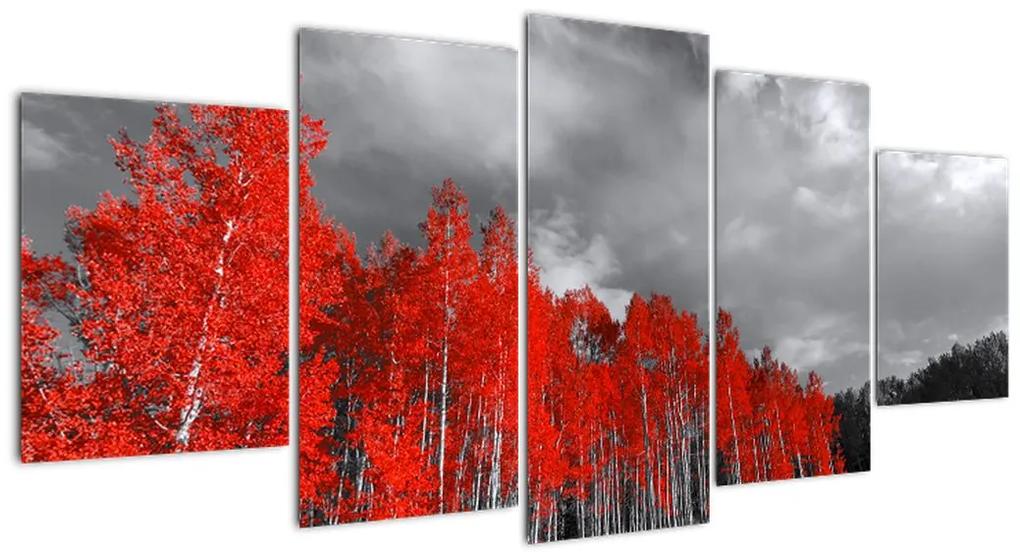 Červený les - moderní obraz
