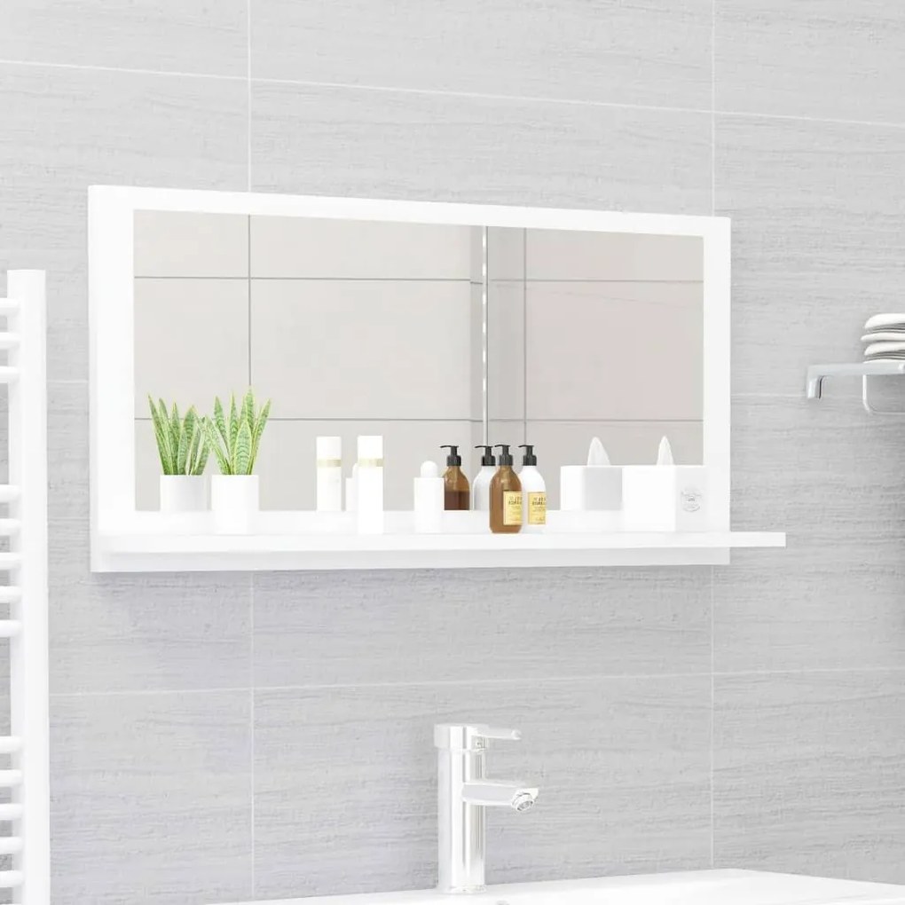 Koupelnové zrcadlo bílé 80 x 10,5 x 37 cm dřevotříska - Default Title
