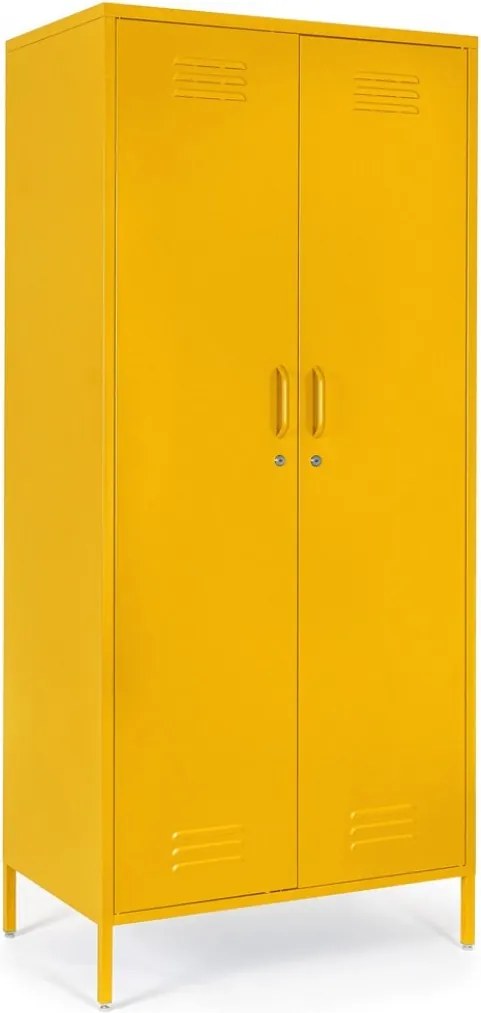 BIZZOTTO Kovová šatní skříň CAMBRIDGE žlutá 185x80 cm 0746908