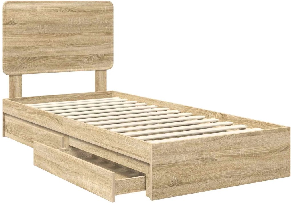 Postel s úložným prostorem se zásuvkou Sonoma dub 75 x 190 cm 3412737