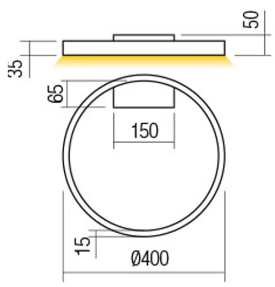 Redo 01-2834 nástěnné LED svítidlo Febe pískově bílé, 24W, 4000K, ø40cm