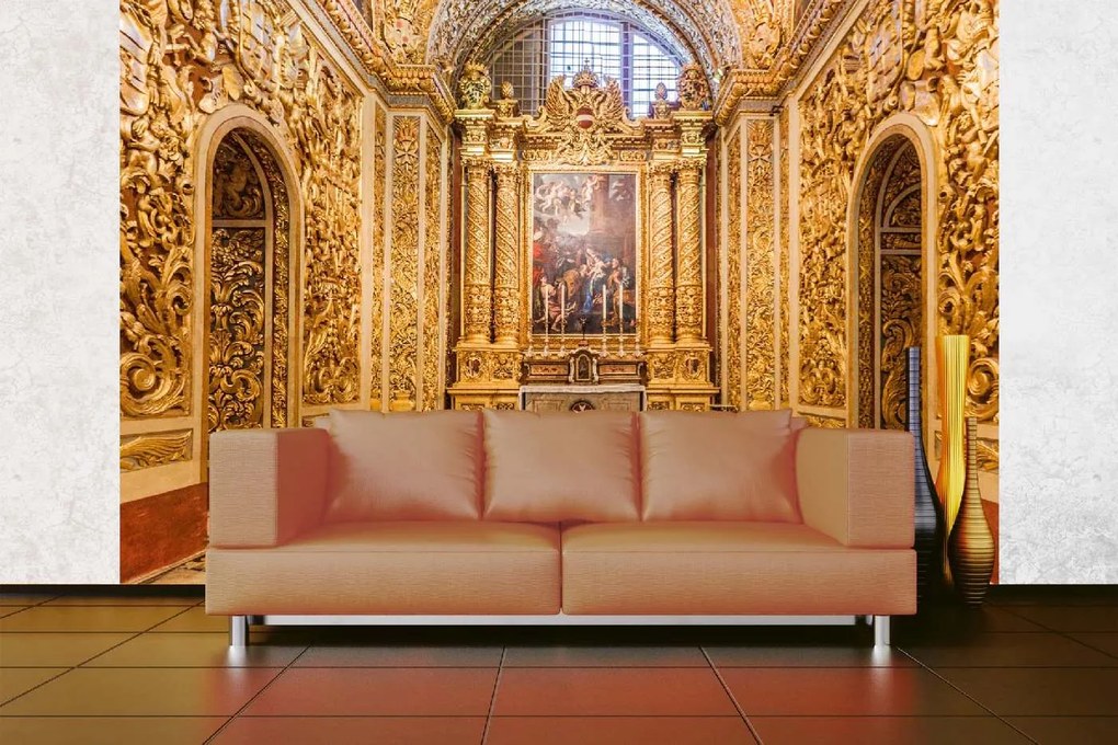 DIMEX | Samolepicí vliesová fototapeta na zeď Interiér katedrály MA-5-0904 | 375 x 250 cm | vícebarevná, žlutá, oranžová