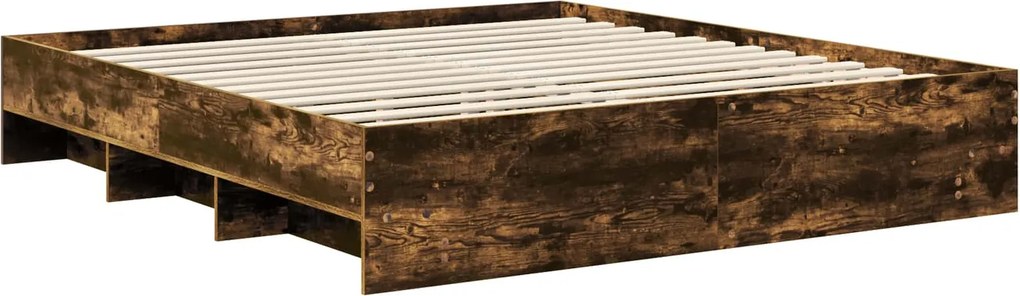 Rám postele s čelo Kouřový dub 200 x 200 cm Kompozitní dřevo 3408820