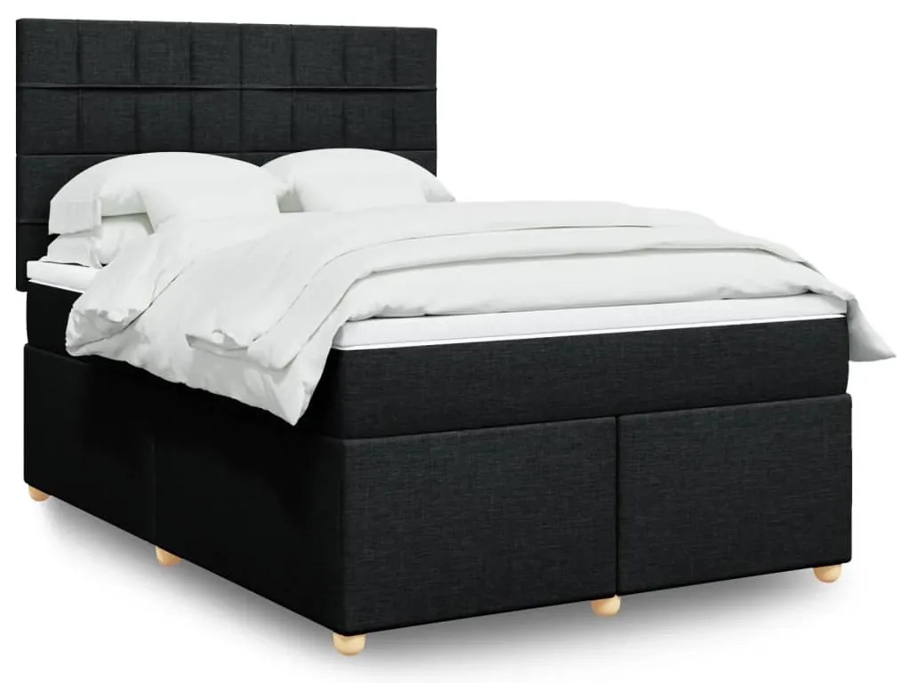 Box spring postel s matrací černá 140x200 cm textil 3291305