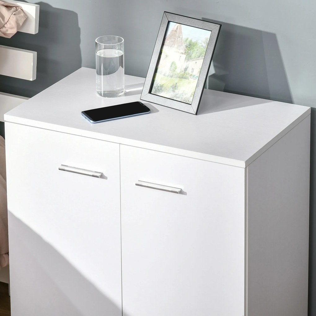 HOMCOM Mobilní TV Stánek Dřevěný Kancelářský Regál S Kolíčky a 2 Dveřmi 60x35x65cm