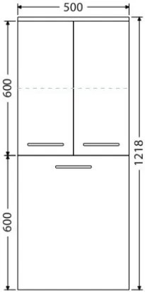 Intedoor střední skříň s košem na prádlo,2 dveře, UNI SS 122/50 2D K Varianta: A0016 Bílá LESK