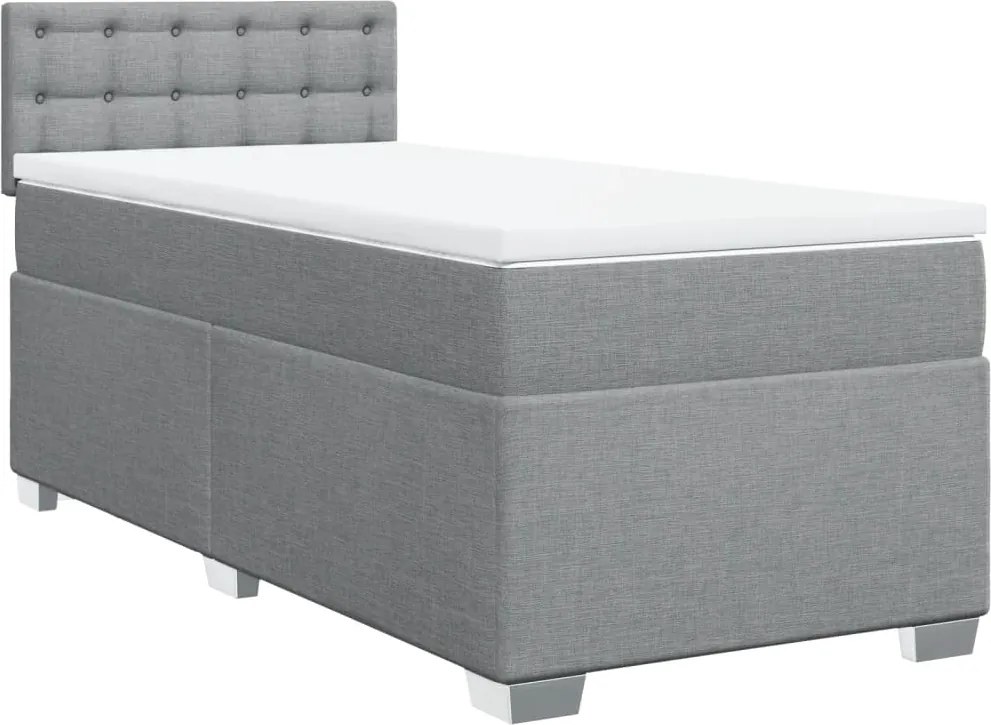 Box spring postel s matrací světle šedá 90x190 cm textil 3285757