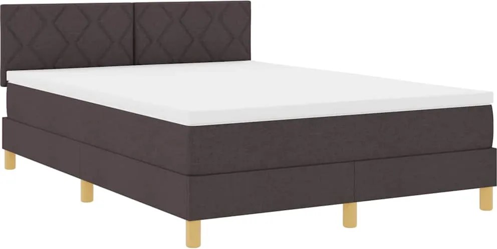 Postel s boxspringem s čelo Tmavě hnědá 160 x 200 cm textil 3339010