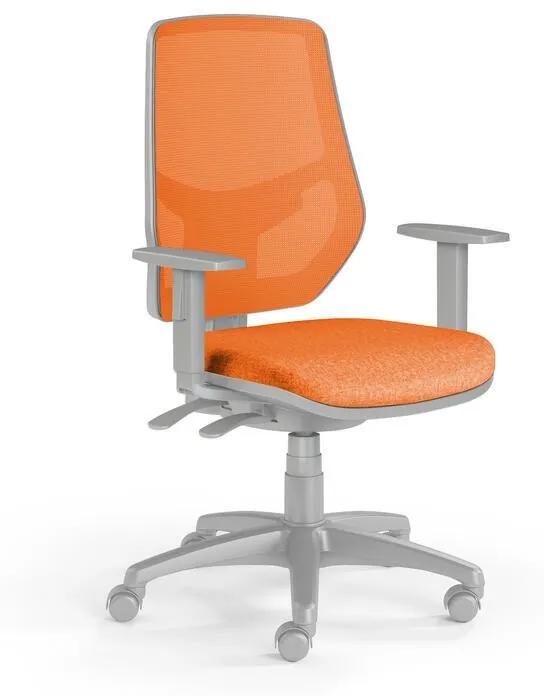 Emagra Kancelářská židle LEX se síťovaným opěrákem a s područkami, oranžová