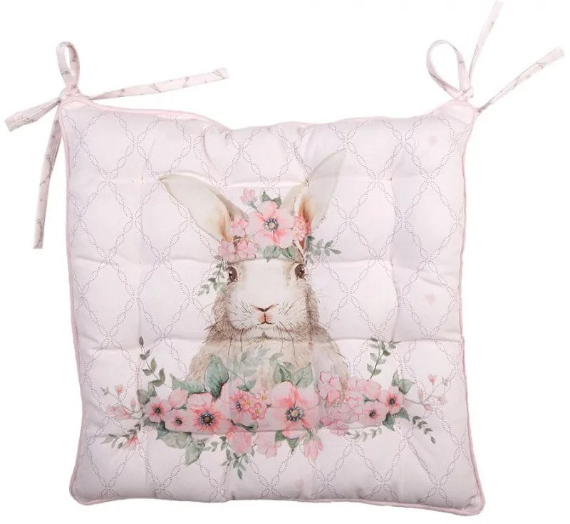 Podsedák s výplní se zajíčkem Floral Easter Bunny – 40x40x4 cm