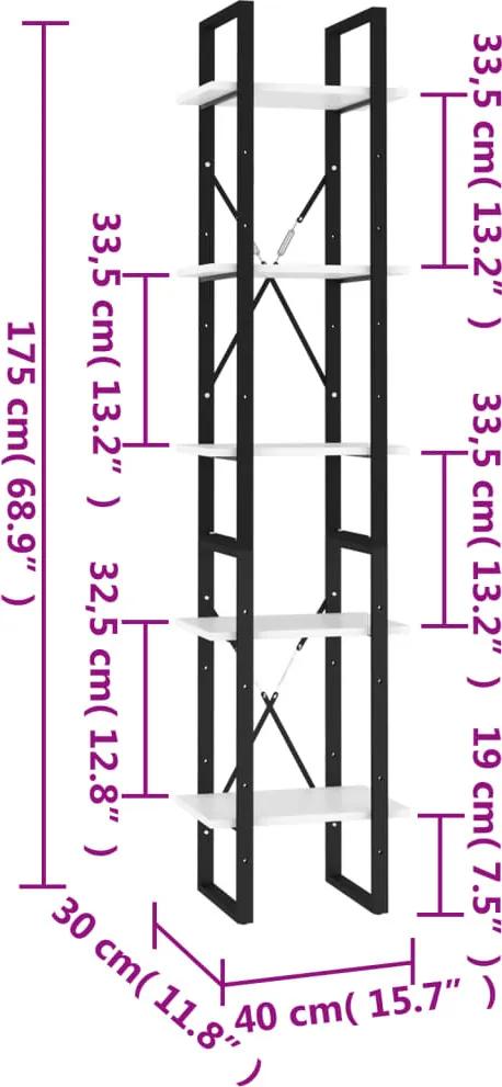 vidaXL Knihovna s 5 policemi 40 x 30 x 175 cm kompozitní dřevo [3081968] Barva: Betonová šedá