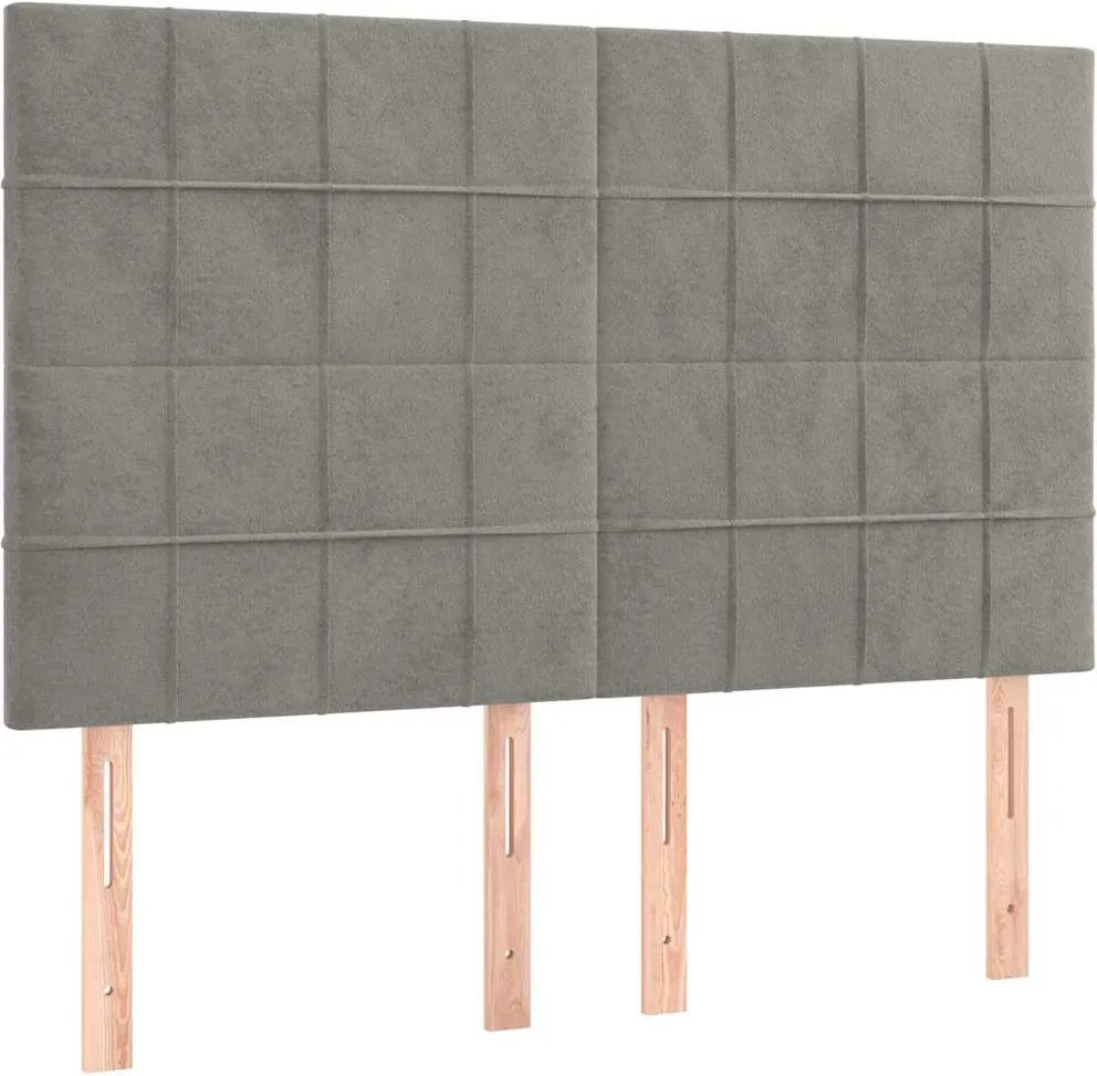 Čelo postele světle šedé 144x5x118/128 cm sametové 3116380