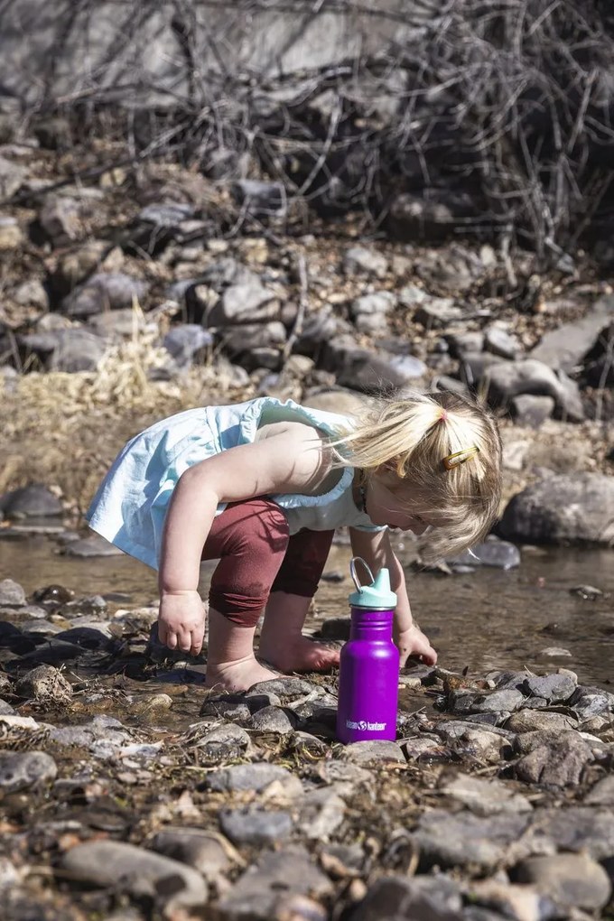 Dětská nerezová lahev Klean Kanteen Narrow w/Kid Sippy Cap – fialová 355 ml