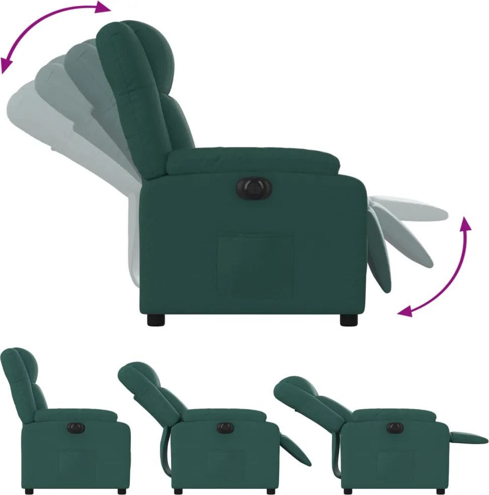 Elektrické polohovací křeslo tmavě zelené textil 3205184