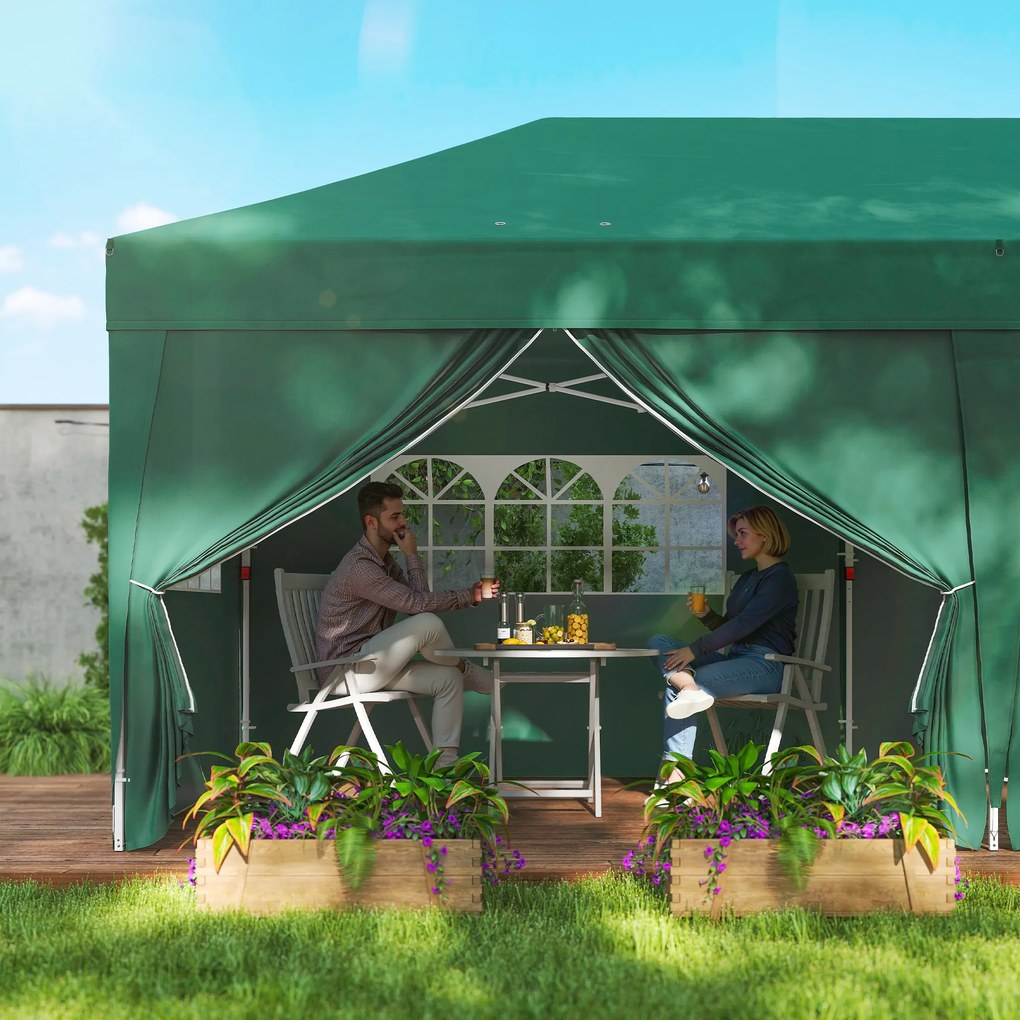 Pavilon cca 6x3m Stáj Odolný proti zimě Pop-up skládací pavilon s oknem Dveře na zip Boční díly UV ochrana