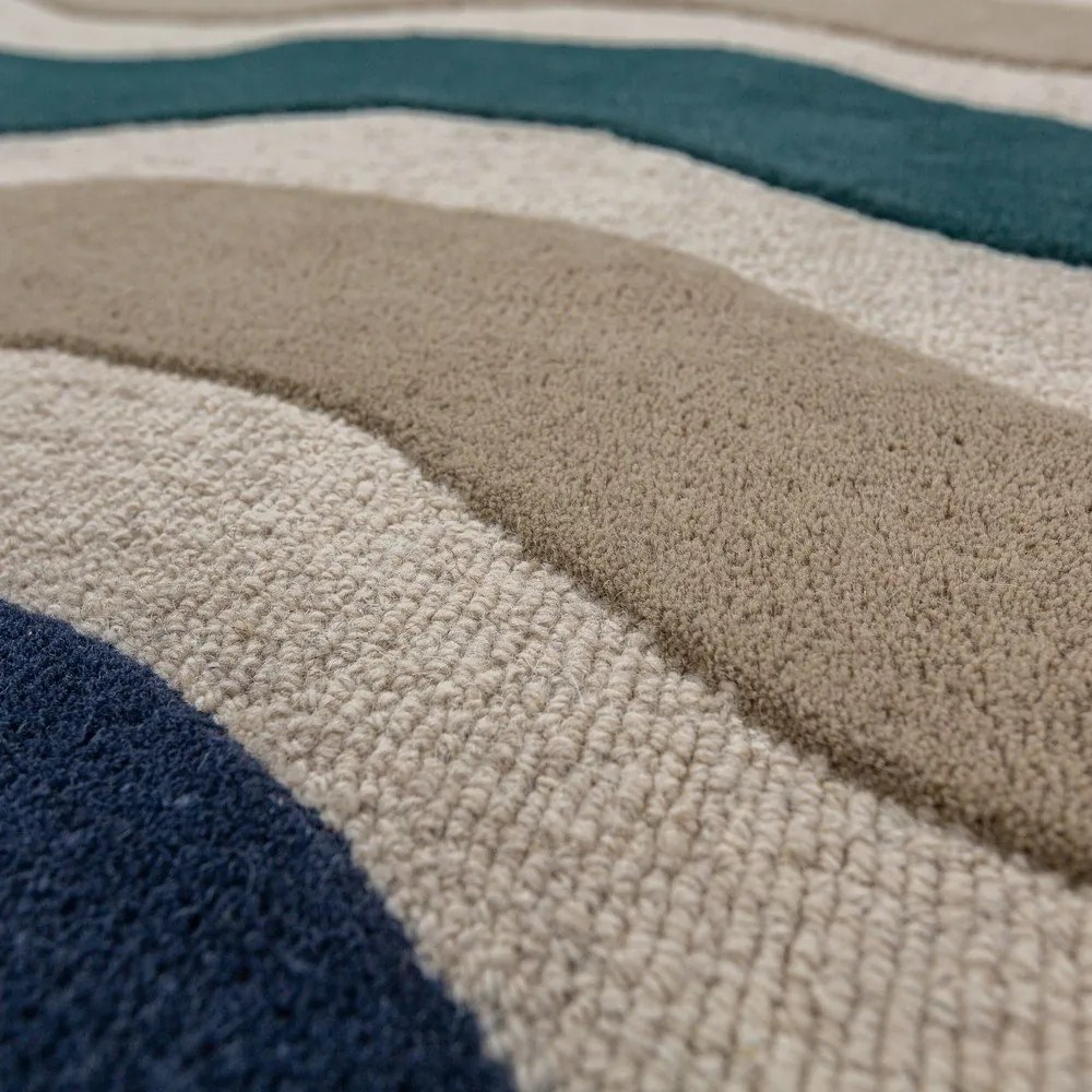 Modrý ručně tkaný vlněný koberec 140x200 cm Cascade Wool – Flair Rugs