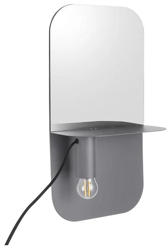 LEITMOTIV Nástěnná lampa se zrcadlem Plate Iron – matná šedá 45 × 24 × 12 cm