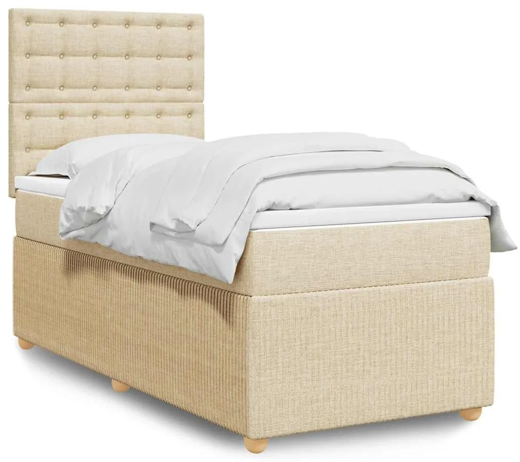 Box spring postel s matrací krémová 80 x 200 cm textil 3291902