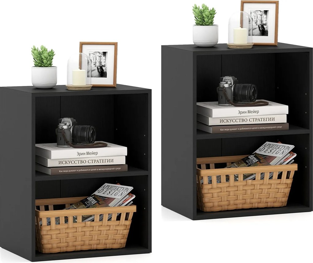 Costway Sada 2 dvoupatrových knihoven 42 cm, černá