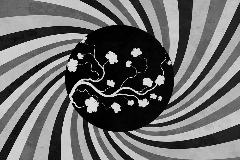 Tapeta asijské grunge pozadí černobílé - 150x100 cm