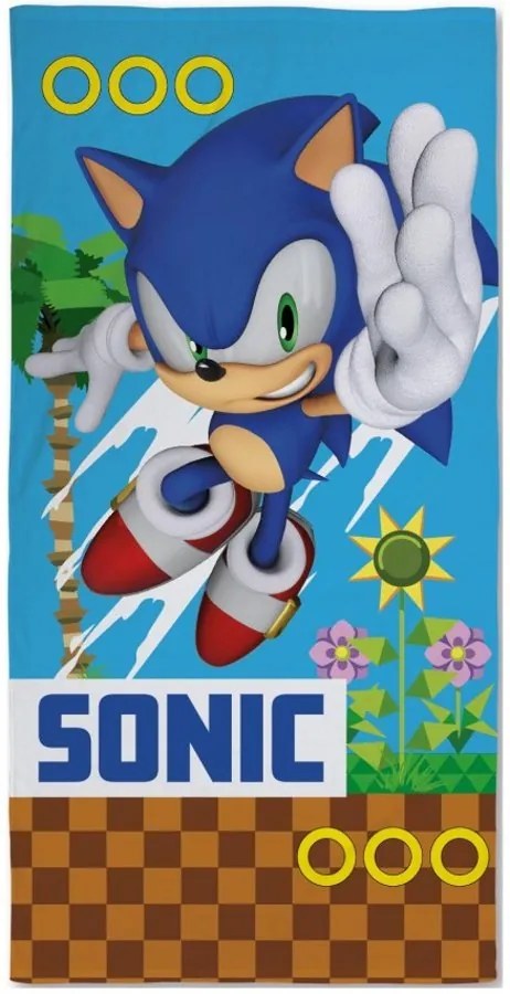 Bavlněná plážová osuška Sonic - motiv Dash+ Endless Runner Game - 100% bavlna - 70 x 140 cm