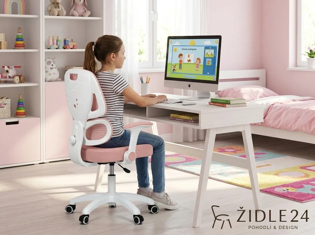 Dětská rostoucí židle PROKID - růžová síťovina