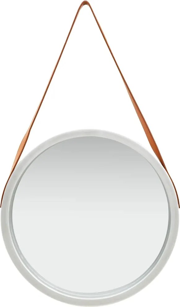 Nástěnné zrcadlo s popruhem 50 cm stříbrné 320366