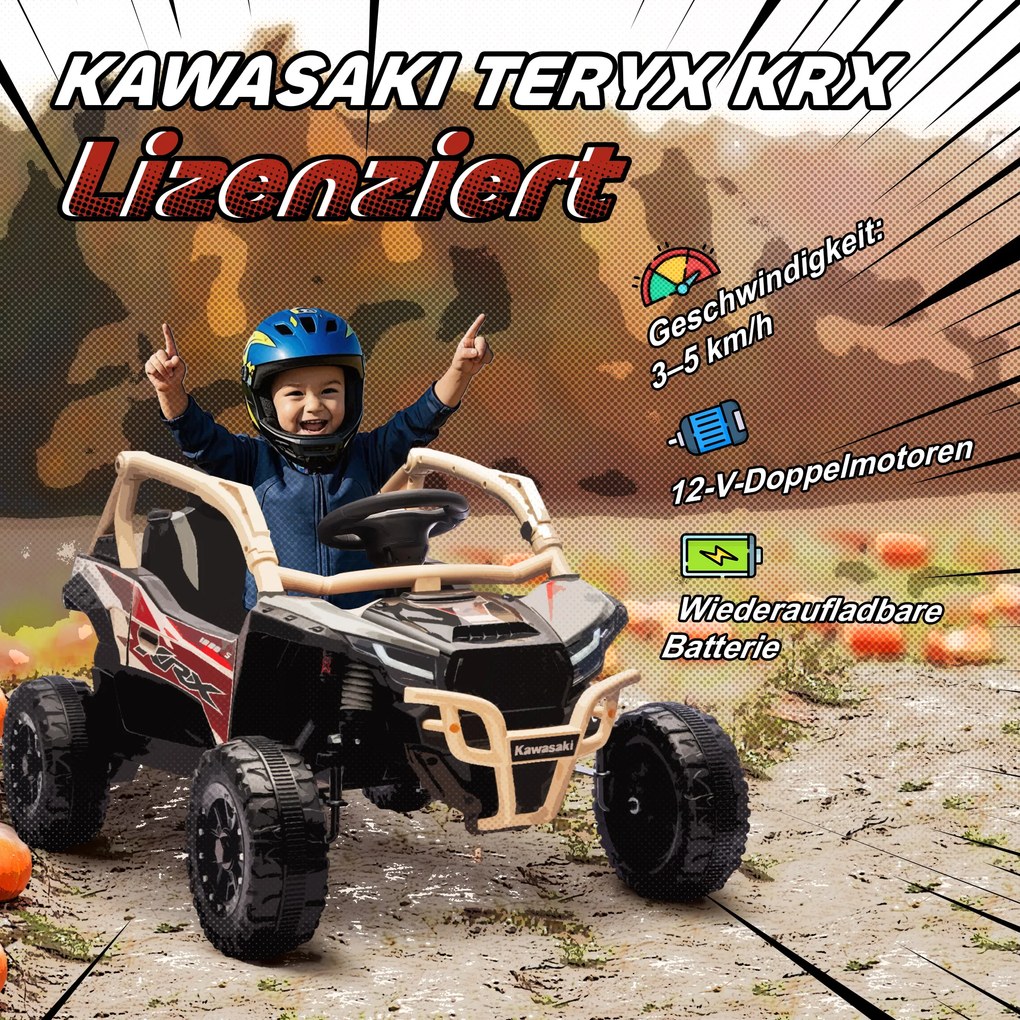 AIYAPLAY 12V Elektrické terénní vozidlo pro děti, dálkové ovládání, LED světla, hudba, klakson, pro děti od 3 do 8 let, žlutá