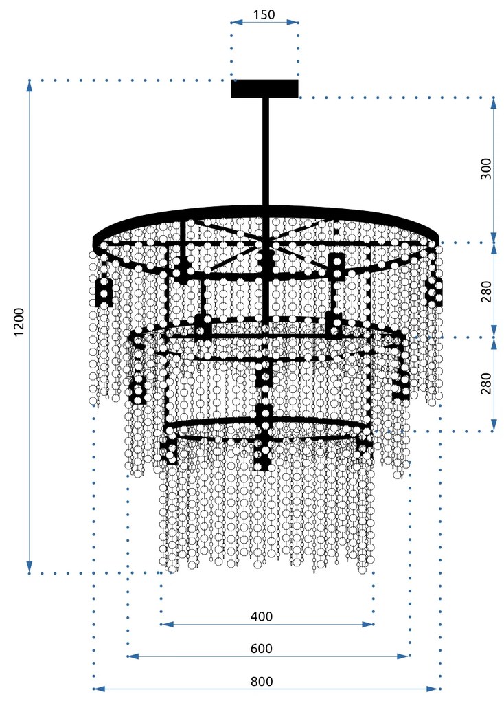 Toolight Křišťálový lustr APP1314-CP Black