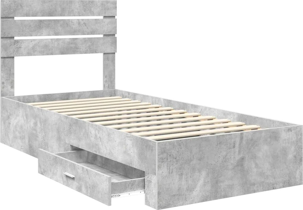 Rám postele s čelo Betonově šedá 90 x 190 cm Kompozitní dřevo 3411694