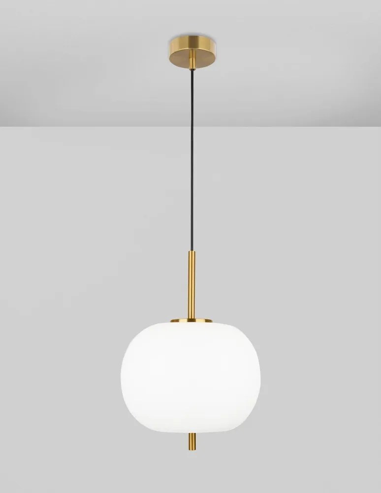 Bílé/v mosazné barvě skleněné závěsné svítidlo ø 30 cm Lato – Nova Luce