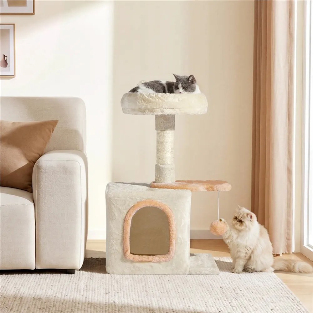 Škrabadlo pro kočky – béžová, 40,5 cm (délka) × 30,5 cm (šířka) × 72 cm (výška), 72 cm (267807454307)