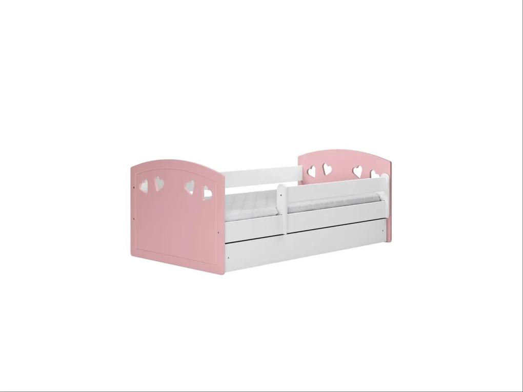 Kocot Kids Dětská postel Julia 180 x 80 cm se zásuvkou a zábranou - růžová