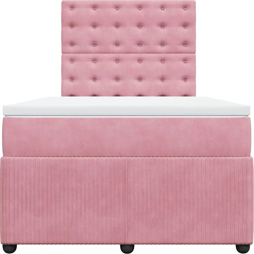 Box spring postel s matrací růžová 120x190 cm samet 3292303