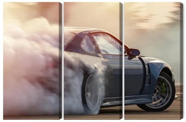 Vícedílný obraz Sportovní Auto V Oblaku Kouře Nedostatek Nedostatek Přírodní plátno 150x100
