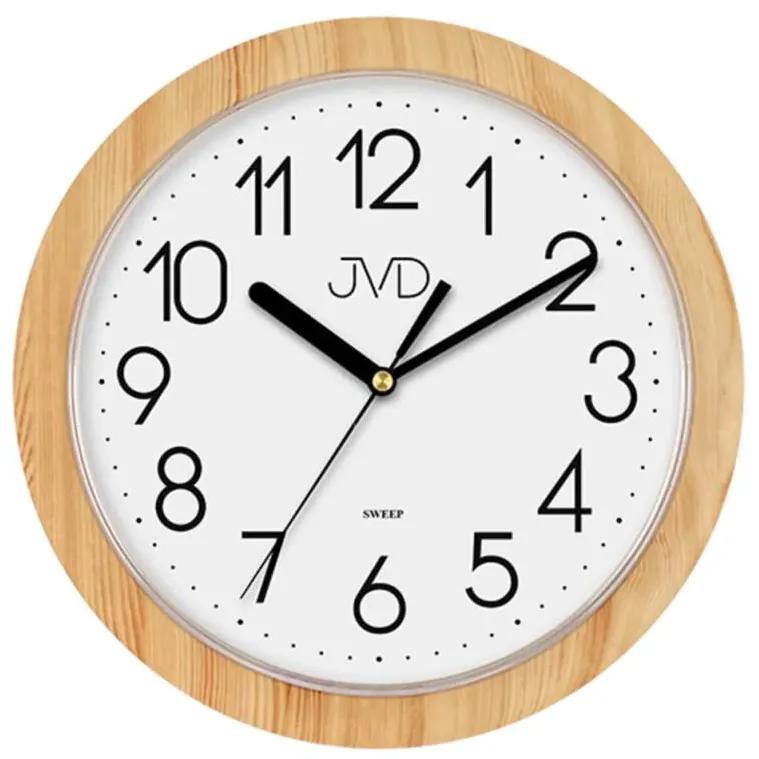 JVD Nástěnné netikající tiché hodiny JVD quartz H612.18 imitace dřeva světlé