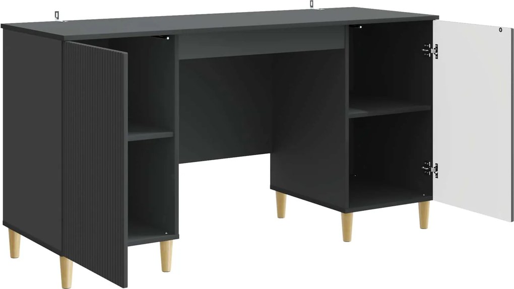 Stůl s policí Černá 142,5 x 50 x 75 cm Kompozitní dřevo 3414595
