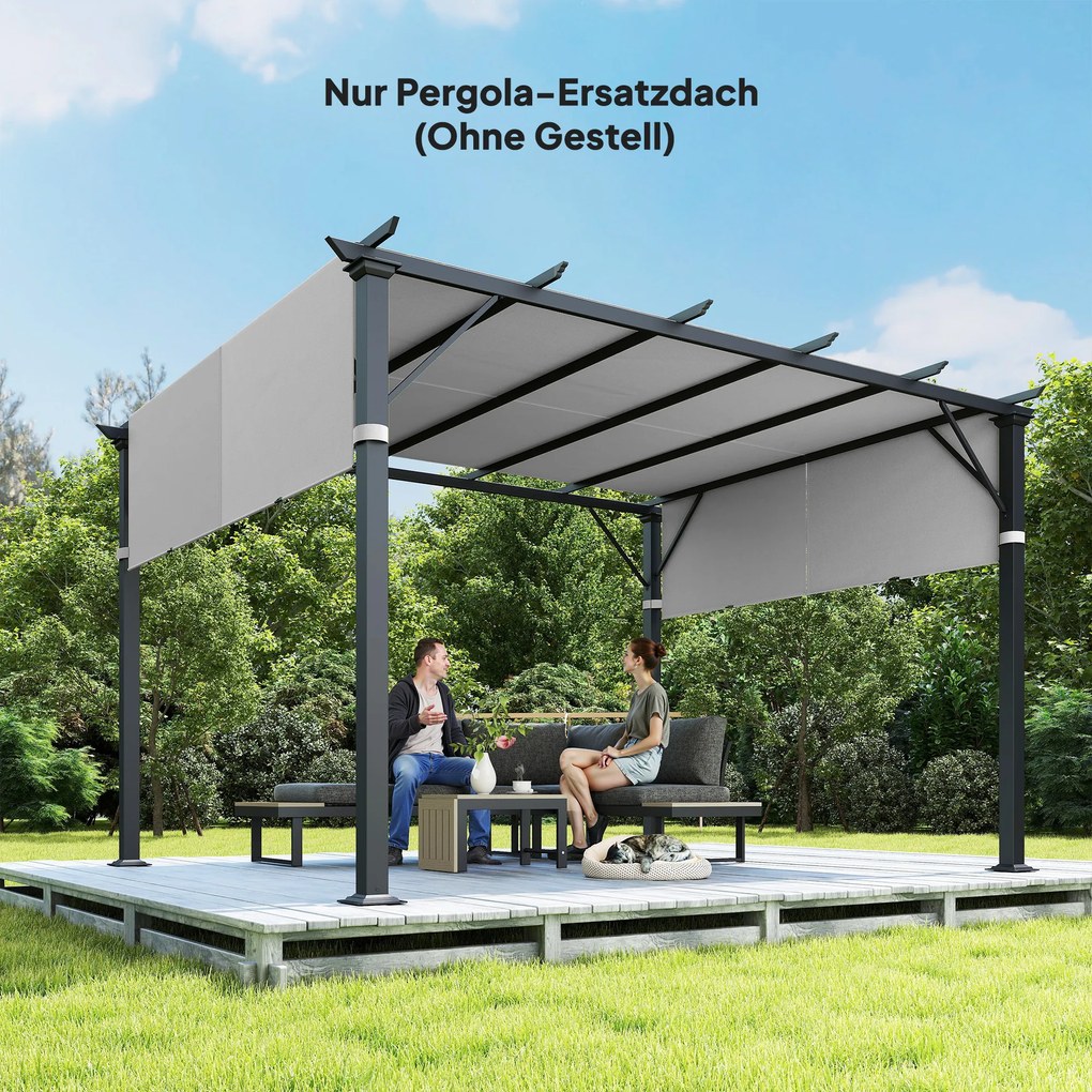 Náhradní střecha na pergolu s UV ochranou, markýza na zastřešení terasy pro pavilon 3 x 3 m, světle šedá