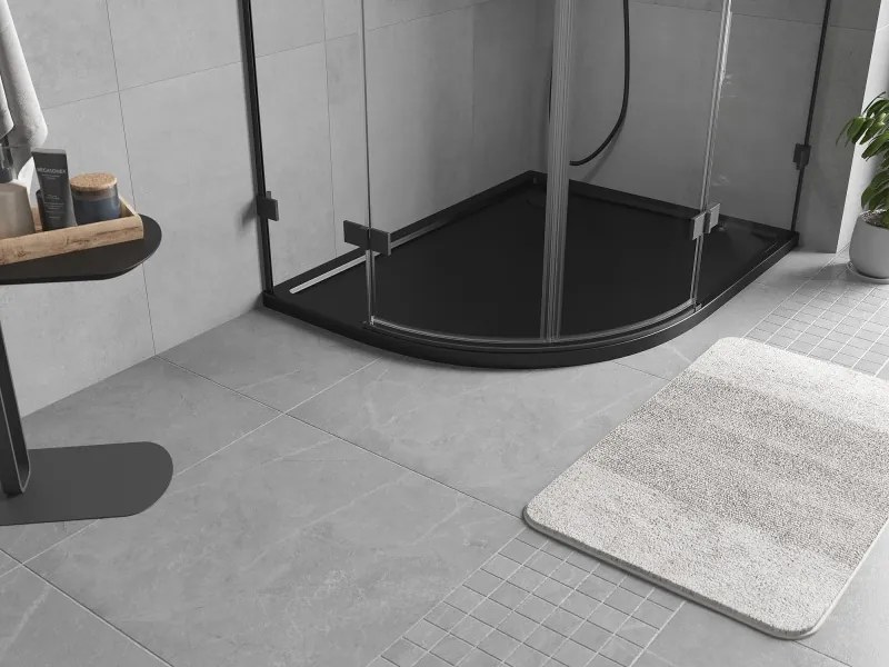 Mexen Flow půlkruhový asymetrický slim pravý 100 x 90 cm, černý mat - 46Q709010R