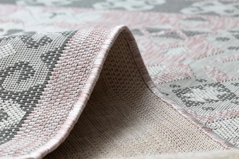 Dywany Łuszczów, Kusový koberec Sion Sisal Aztec 3007 pink/ecru – na ven i na doma, 120x170, růžová, chodba / předsíň